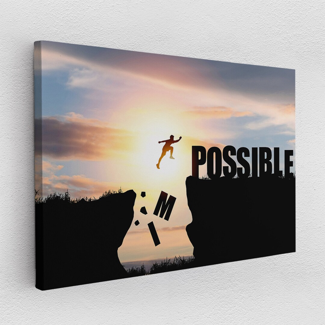 Canvas Picture Acrylic Poster Pop Art Impossible Possible Motivation ...