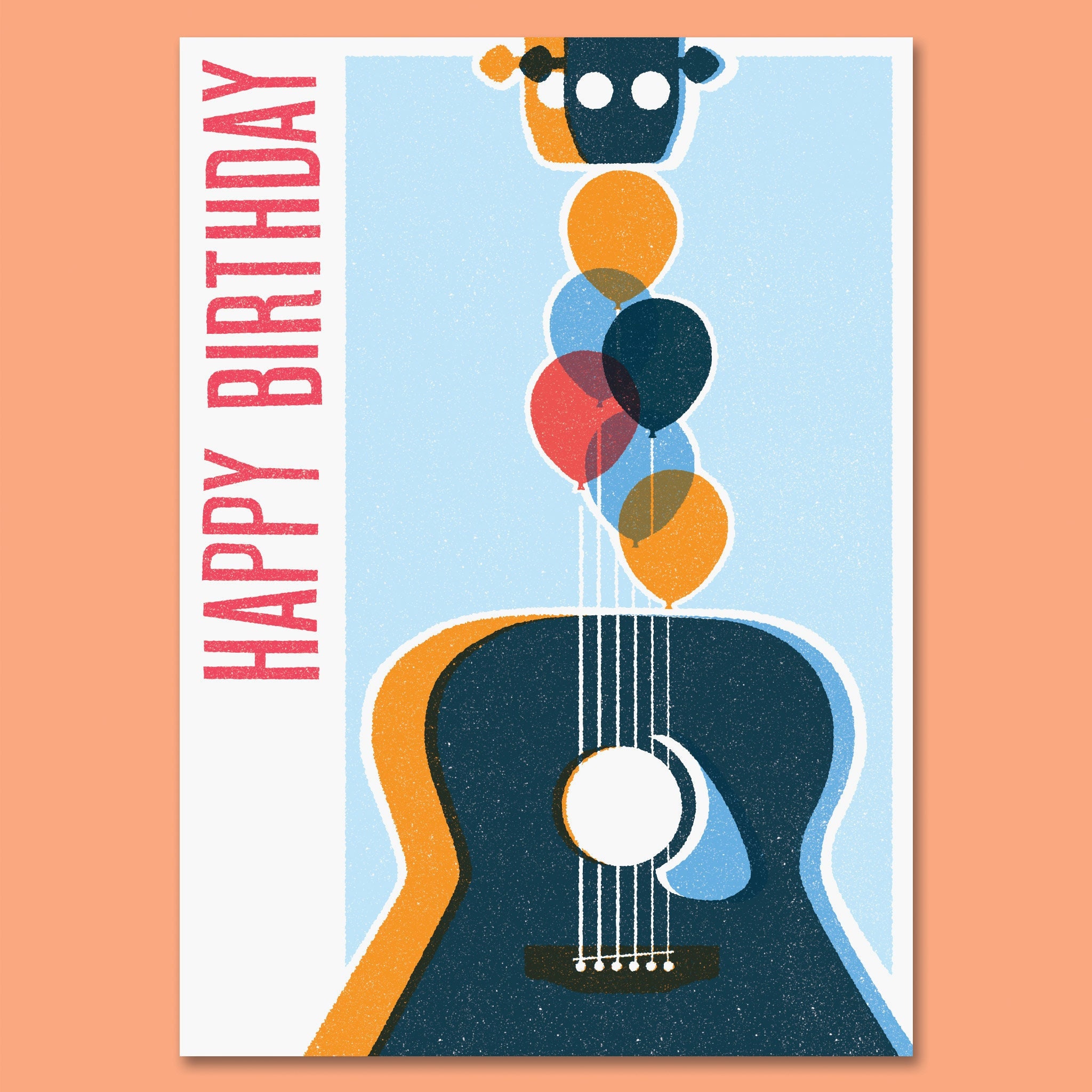 Happy Birthday Guitar, Music Birthday, Sustainable Retro Overprinted ...
