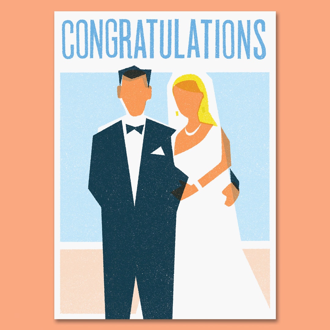 Congratulations Bride and Groom Wedding/engagement Sustainable Retro ...