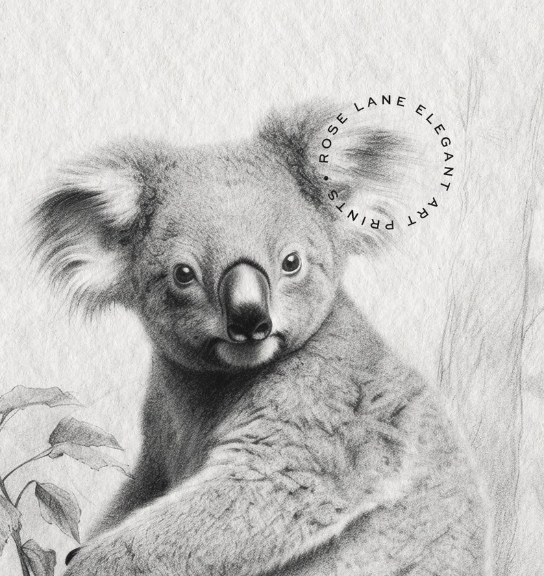 Koala Sketch Wall Art | Printable Digital | Rustic Nursery Art | Unique ...