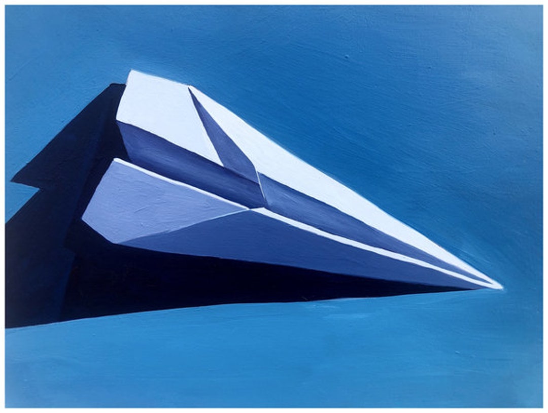 Paper Airplane Original Acrylic Painting 9"x12" - Etsy
