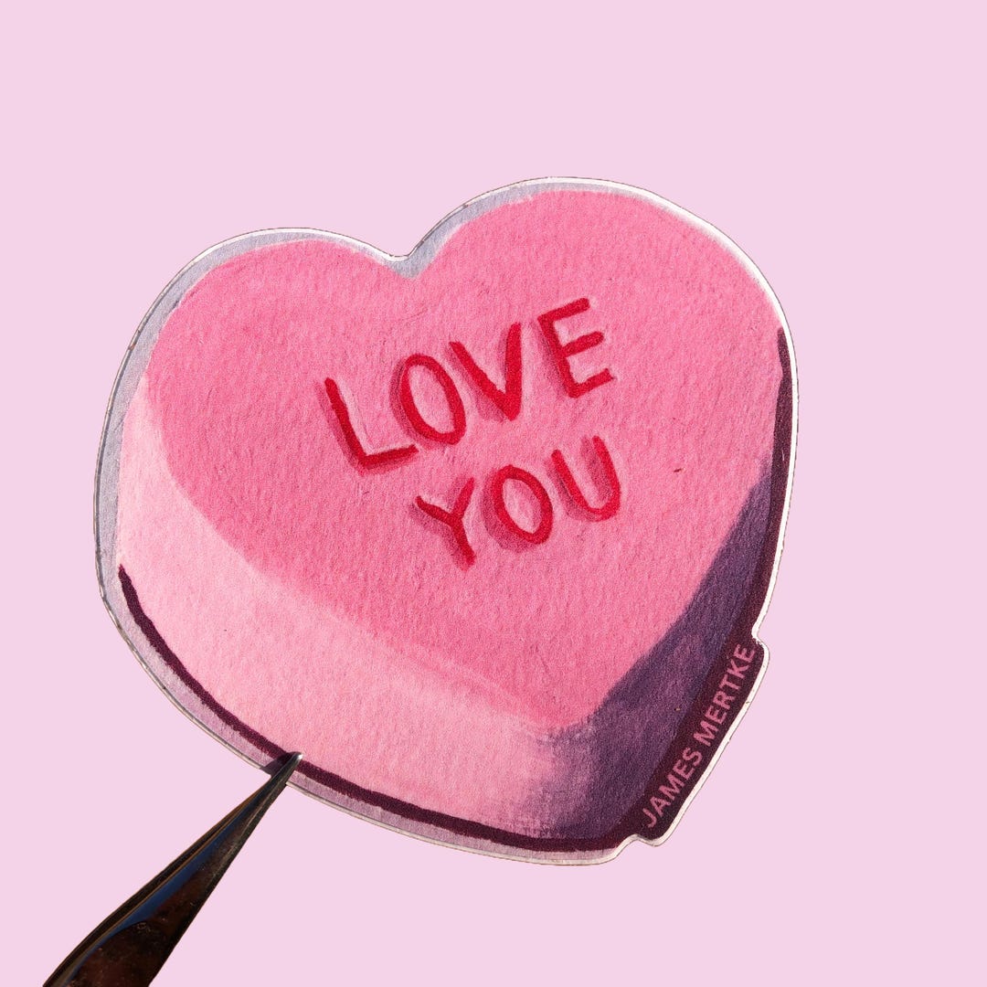 Pink "love You" Candy Conversation Heart Vinyl Sticker - Etsy