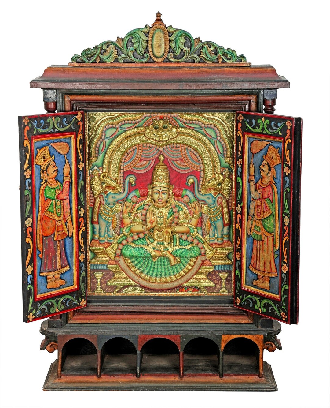 Glorious Gajalakshmi Tanjore Painting With Large Wooden - Etsy