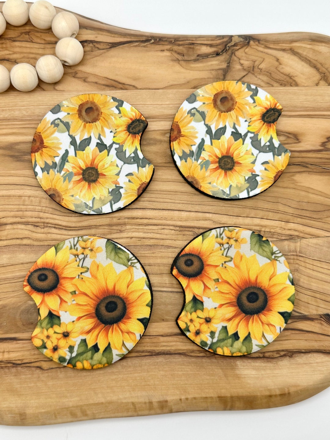 Set of Two Sunflower Car Coasters - Etsy