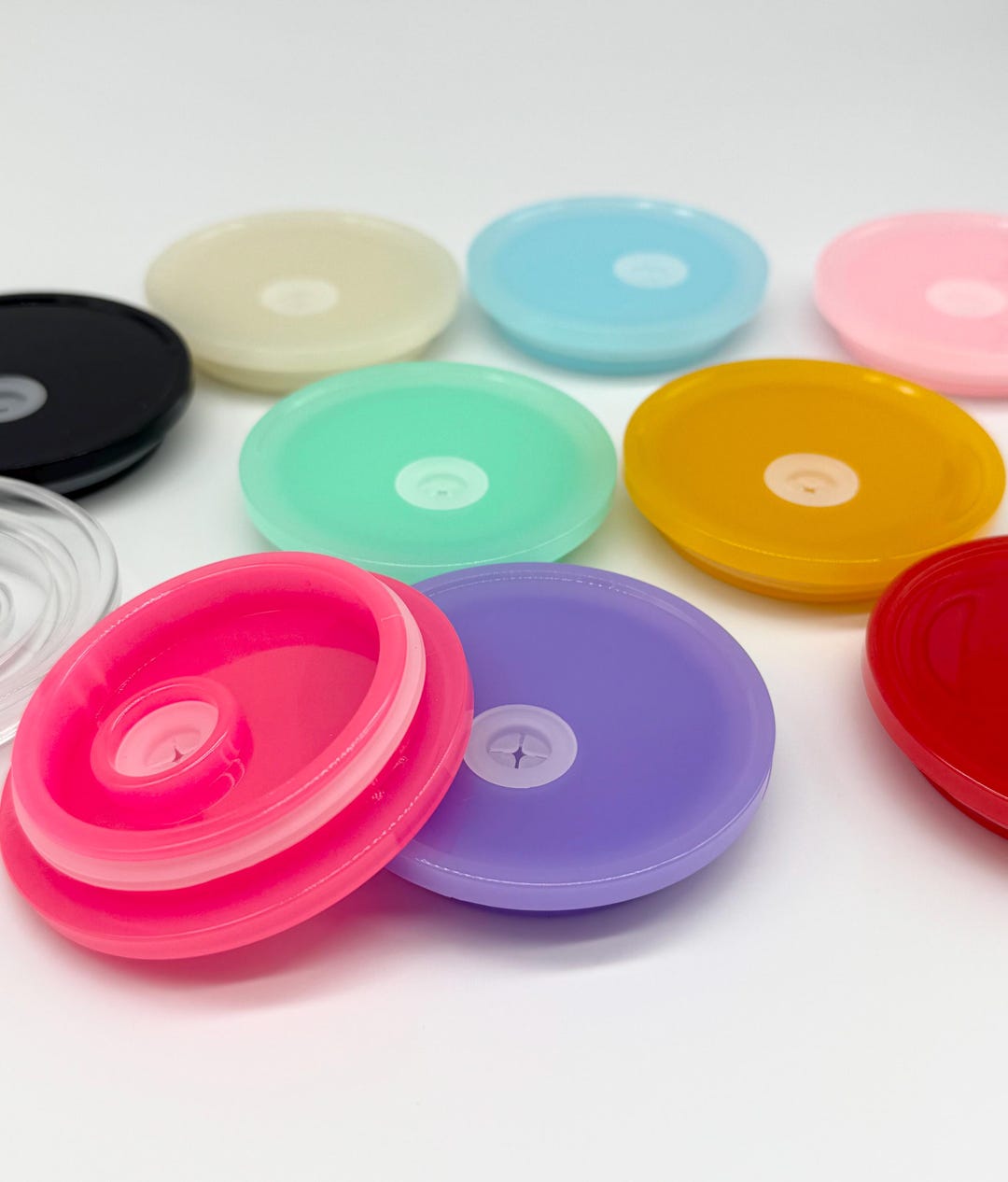Plastic Lids for 16oz Glass Can Cups, Colorful Replacement Drinkware ...