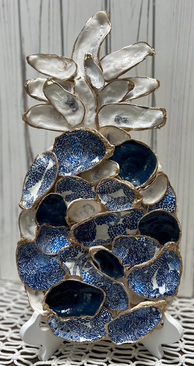 Oyster Shell Pineapple Wall Decor: Boho Coastal Art (16x8) - Etsy