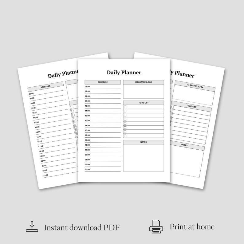 Daily Planner Printable A4 | + to Do List | Black & White PDF | Instant ...