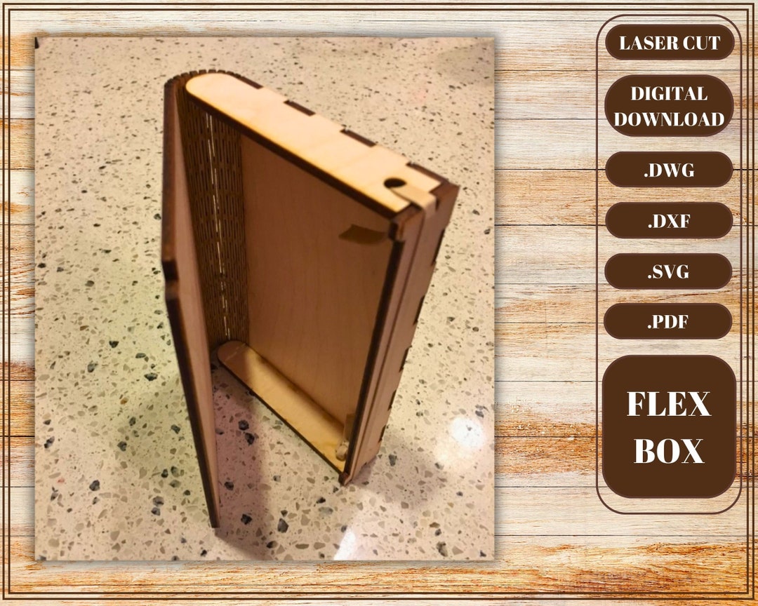 Book Box, Laser Cut Book Box, Laser Cut Flex Box, Flexible Box, Wooden Storage Box, Digital ...
