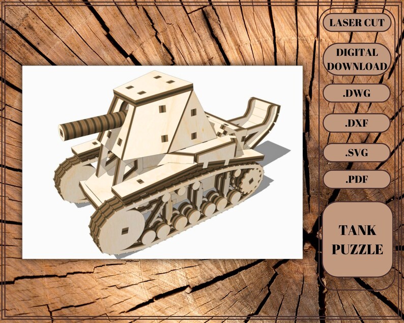 Kids Toys Tank, Wooden Toys Tank, Laser Cut 3D Puzzle, Dwg-dxf-svg-pdf ...
