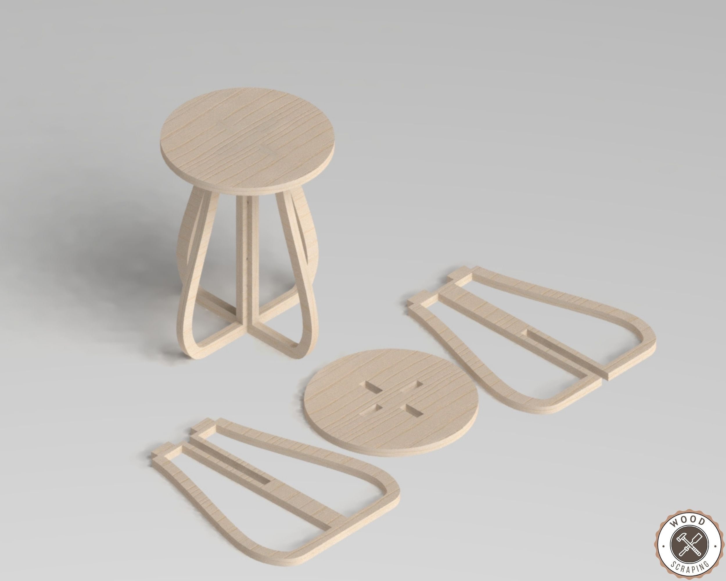 Circle CNC Wood Stool: Laser Cut Furniture Plans,laser Cut Birch Stools ...