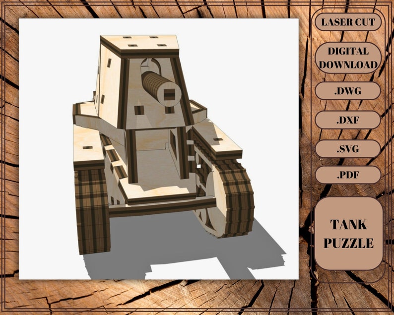 Kids Toys Tank, Wooden Toys Tank, Laser Cut 3D Puzzle, Dwg-dxf-svg-pdf ...