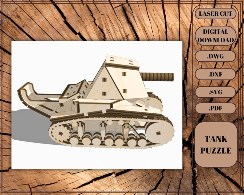 Kids Toys Tank, Wooden Toys Tank, Laser Cut 3D Puzzle, Dwg-dxf-svg-pdf ...