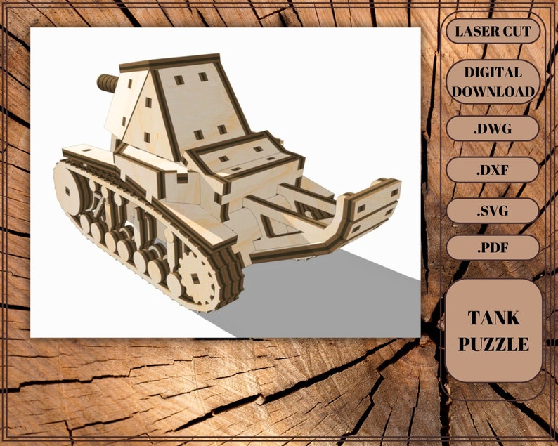 Kids Toys Tank, Wooden Toys Tank, Laser Cut 3D Puzzle, Dwg-dxf-svg-pdf ...