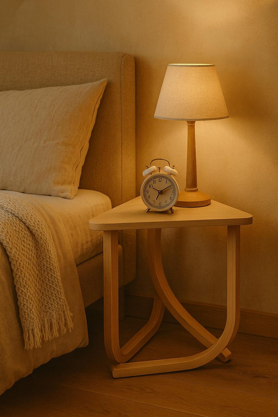 Triangle Wood Stool, Elegant Curved Birch Wood Stool, Premium Laser Cut ...