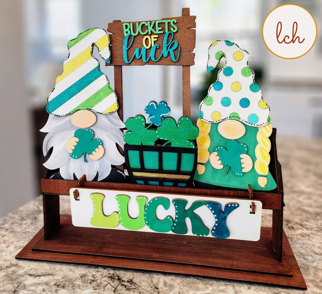 Hand-painted Lucky Clovers St. Patrick's Day Wooden Interchangeable ...