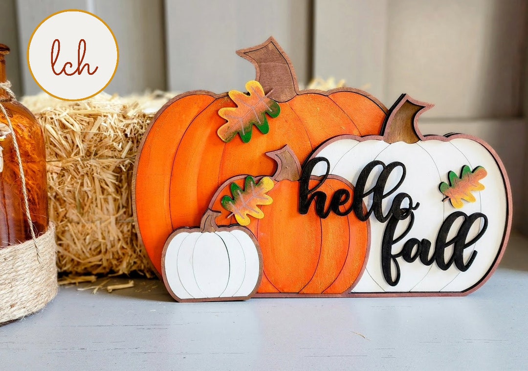 Charming Hand-painted Pumpkin Shelf Sitters: Fall's Finest Wooden Decor ...