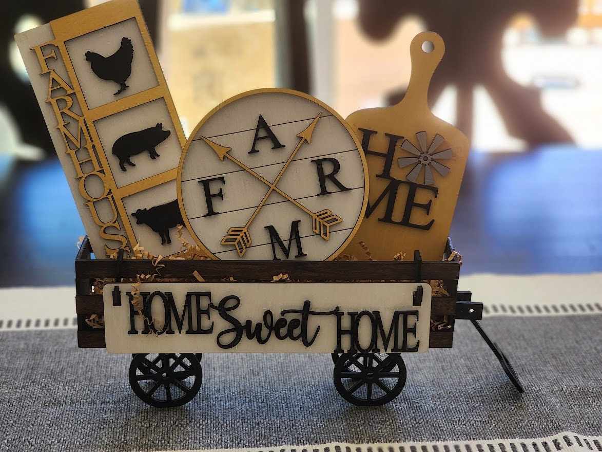 Rustic Charm Shelf Sitter: Handcrafted Farm Home Insert for Cozy ...