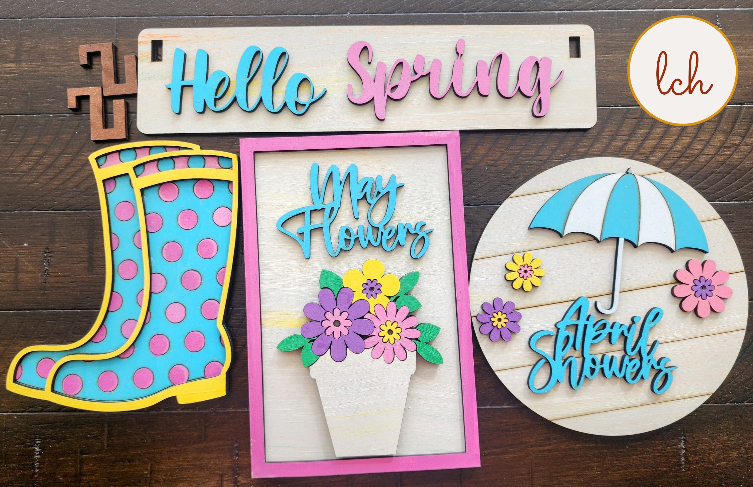 Charming Hand-painted Wooden Inserts for Spring! April Showers ...