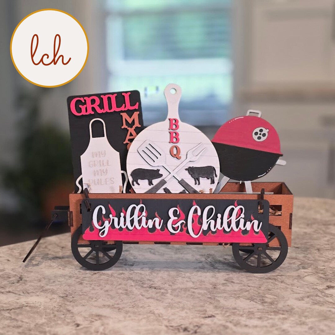 Grill Master BBQ Wagon Insert, Summer Shelf Sitter, Hand Painted ...