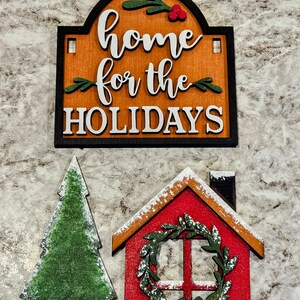 Home for the Holidays Christmas Insert - Wooden Laser Cut, Hand Painted ...