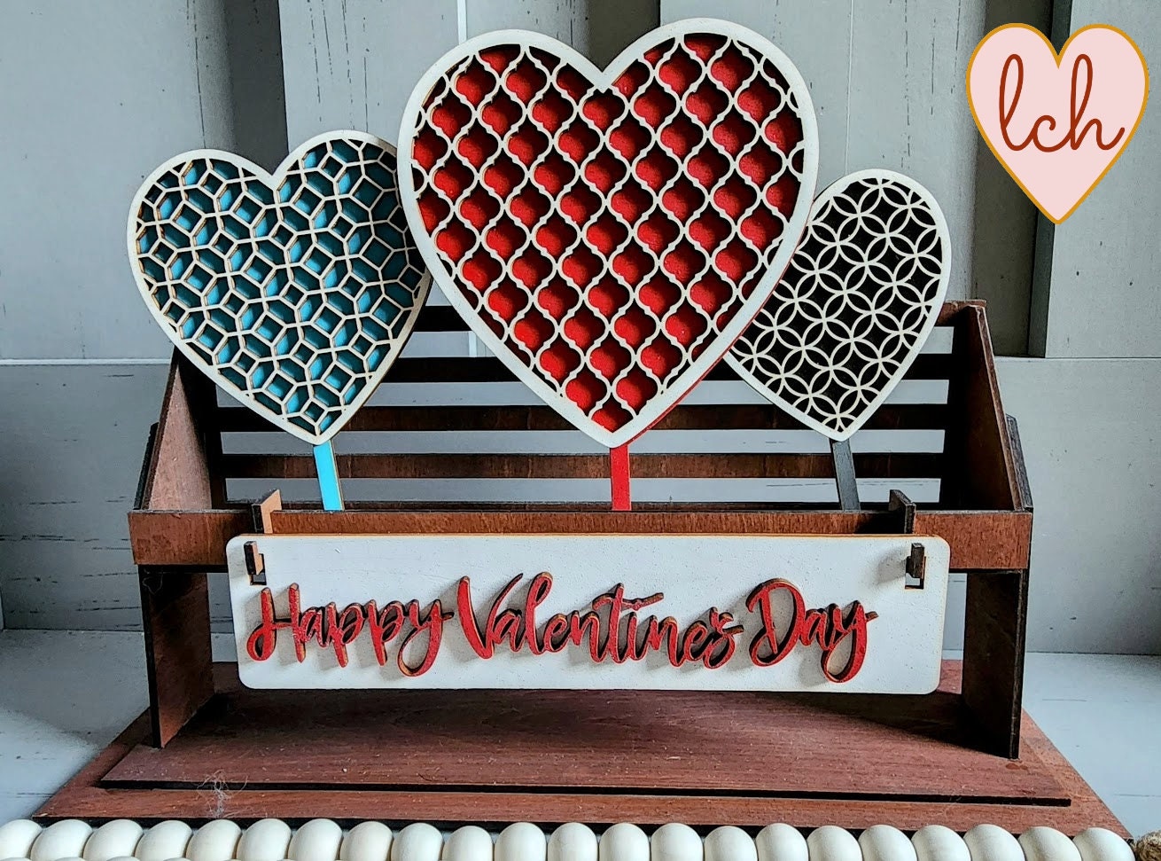 Handcrafted Wooden Standing Hearts - Laser Cut and Hand Painted ...