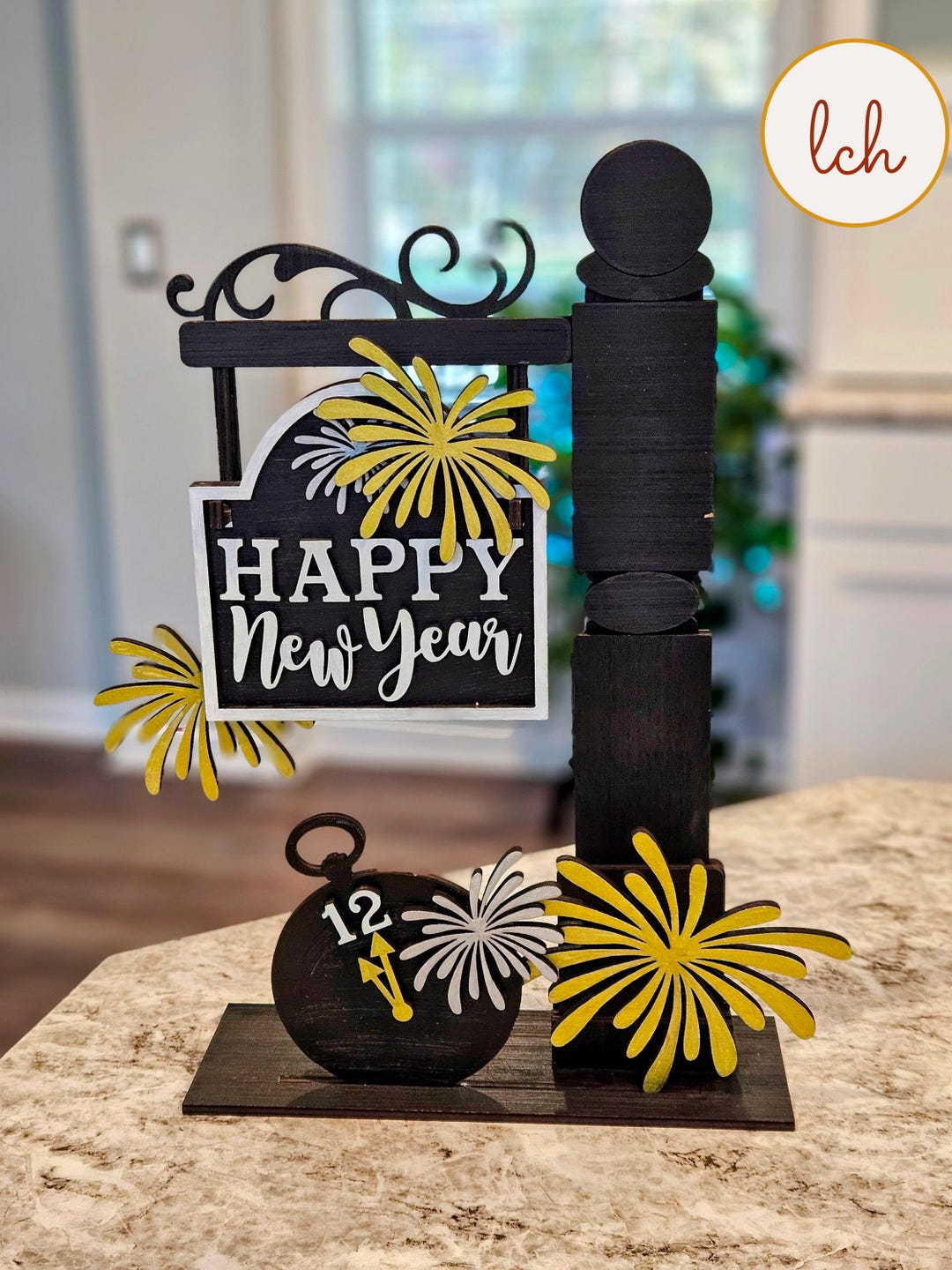 Happy New Year Mini Signpost Insert - Wooden, Laser Cut, Hand Painted ...
