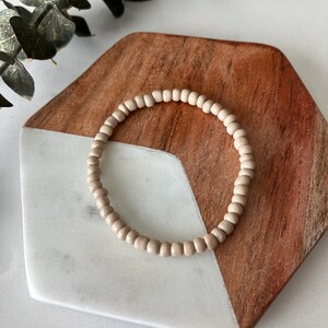 Boho Neutral Bracelet Set of 5, Layering Bracelets, Gold/cream/tan/wood ...