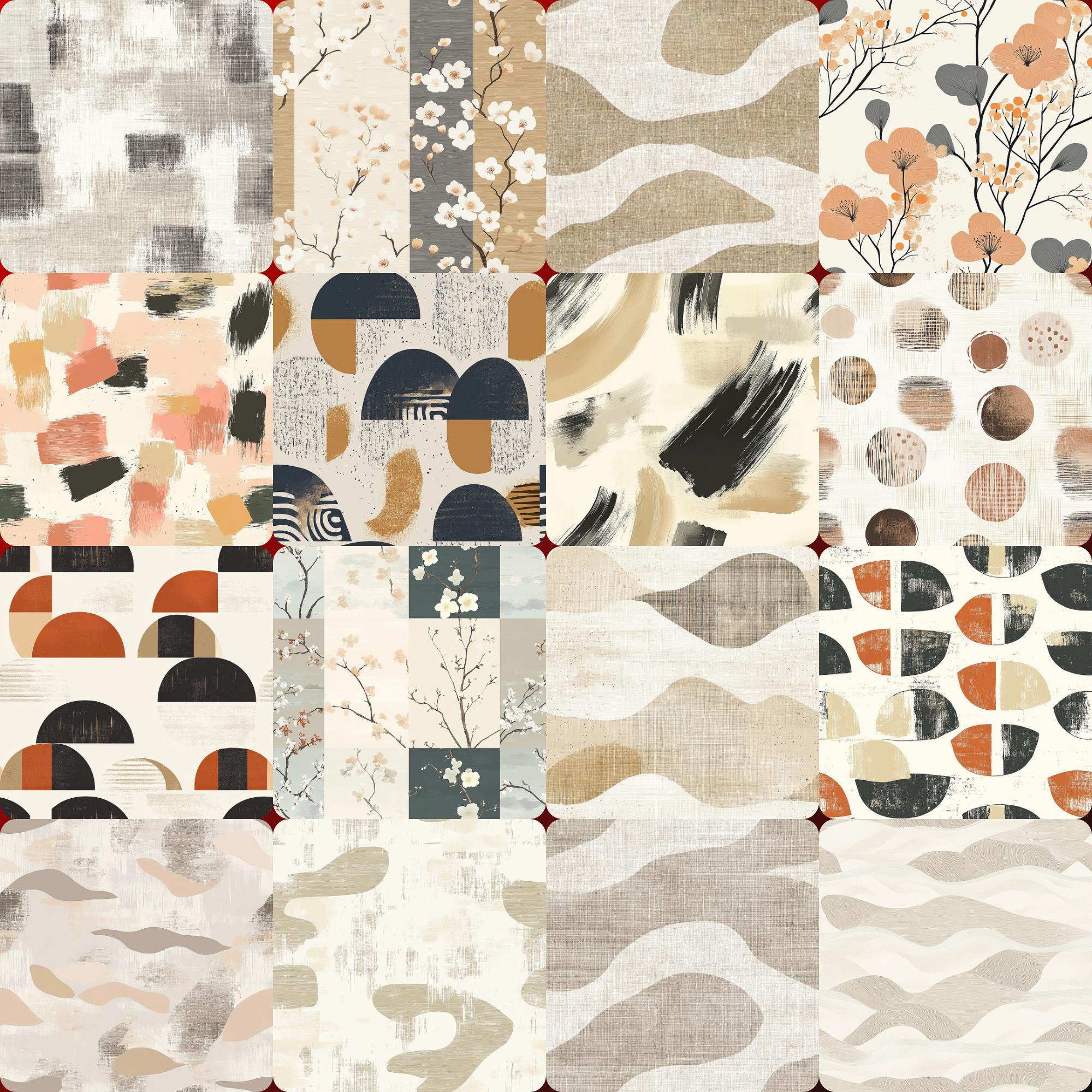Seamless Japandi Style Digital Paper Minimalist Wabi-sabi Textures for ...