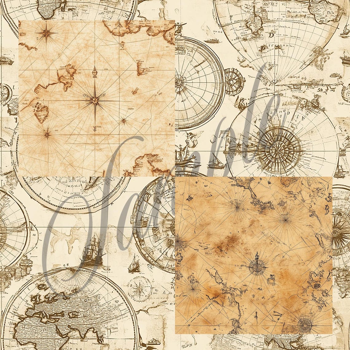 Vintage Map Texture Seamless Pattern for Artistic Projects Fantasy ...