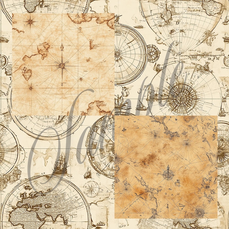 Vintage Map Texture Seamless Pattern for Artistic Projects Fantasy ...