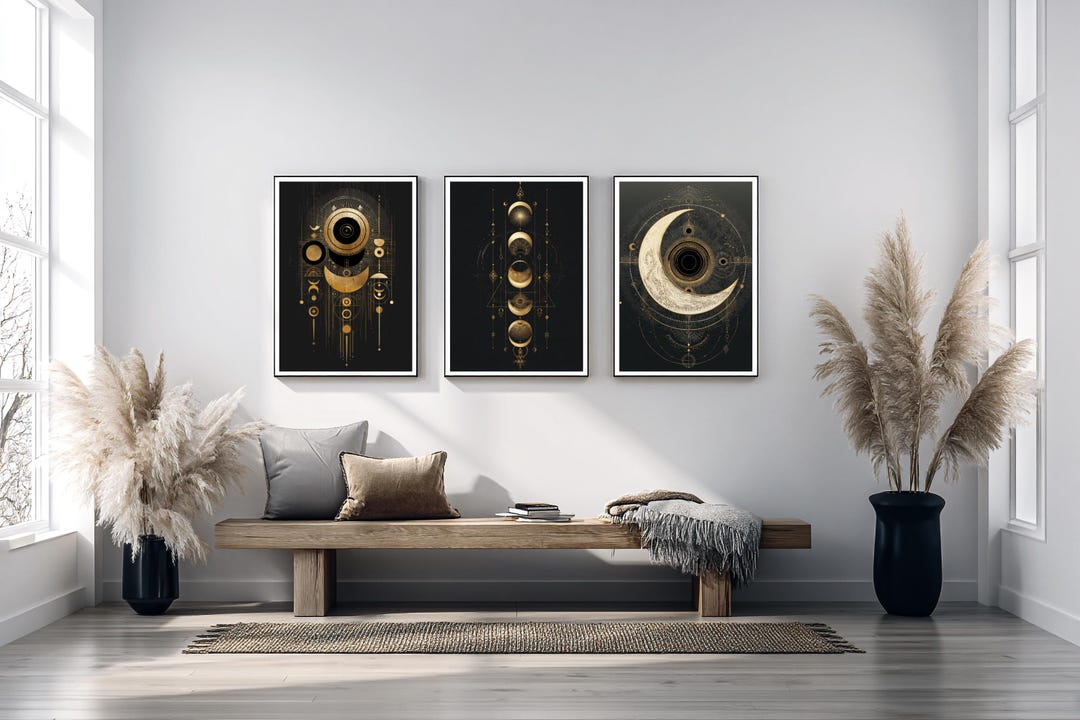Lunar Pathways Wall Art Set – 3 Printable Tarot-inspired Moon Posters ...