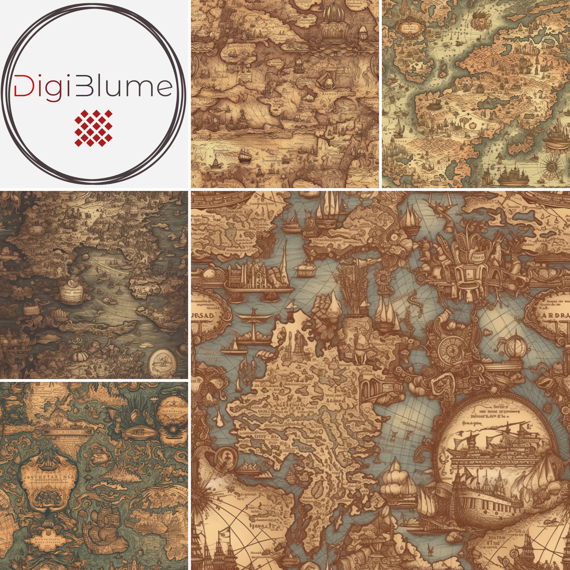 Vintage Fantasy Digital Map Old Maps Digital Pattens Seamless - Etsy UK