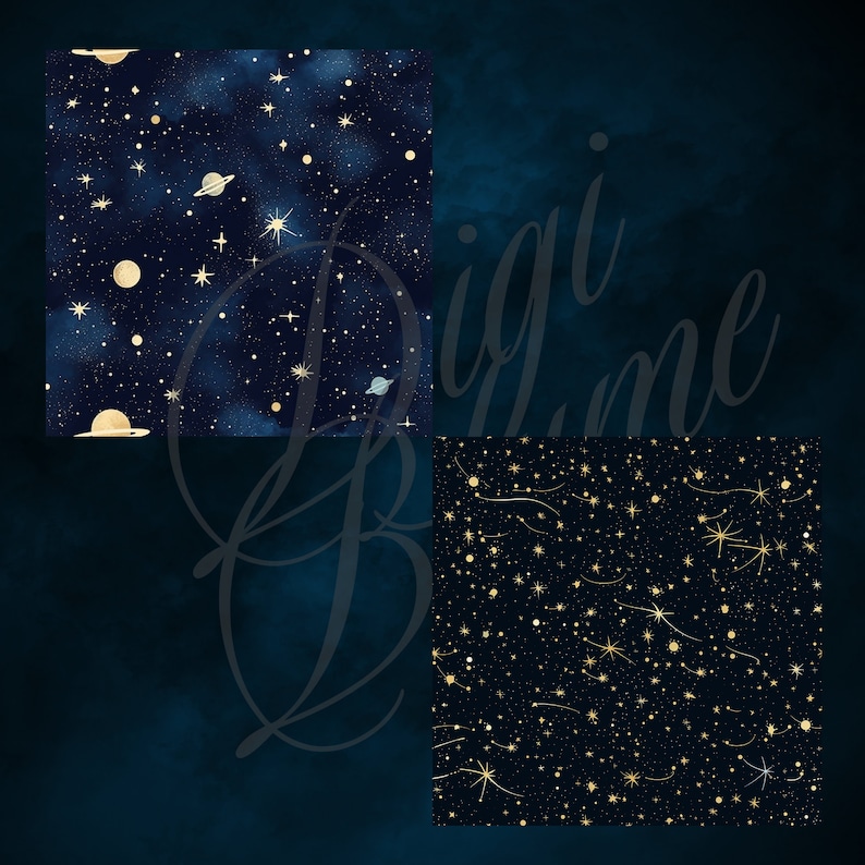 Galaxy Night Sky Scrapbook Digital Astronomy Themed Printable Starry ...