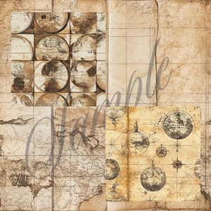 Vintage Map Patterns | Seamless Antique Cartography Designs | Fantasy ...