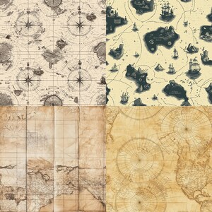 Vintage Map Patterns | Seamless Antique Cartography Designs | Fantasy ...