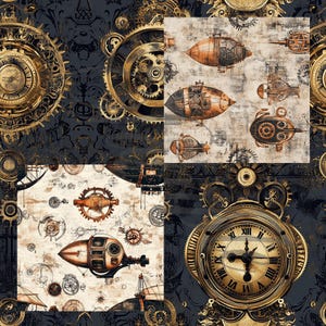 Steampunk Seamless Patterns Gears Victorian Style Digital Download - Etsy