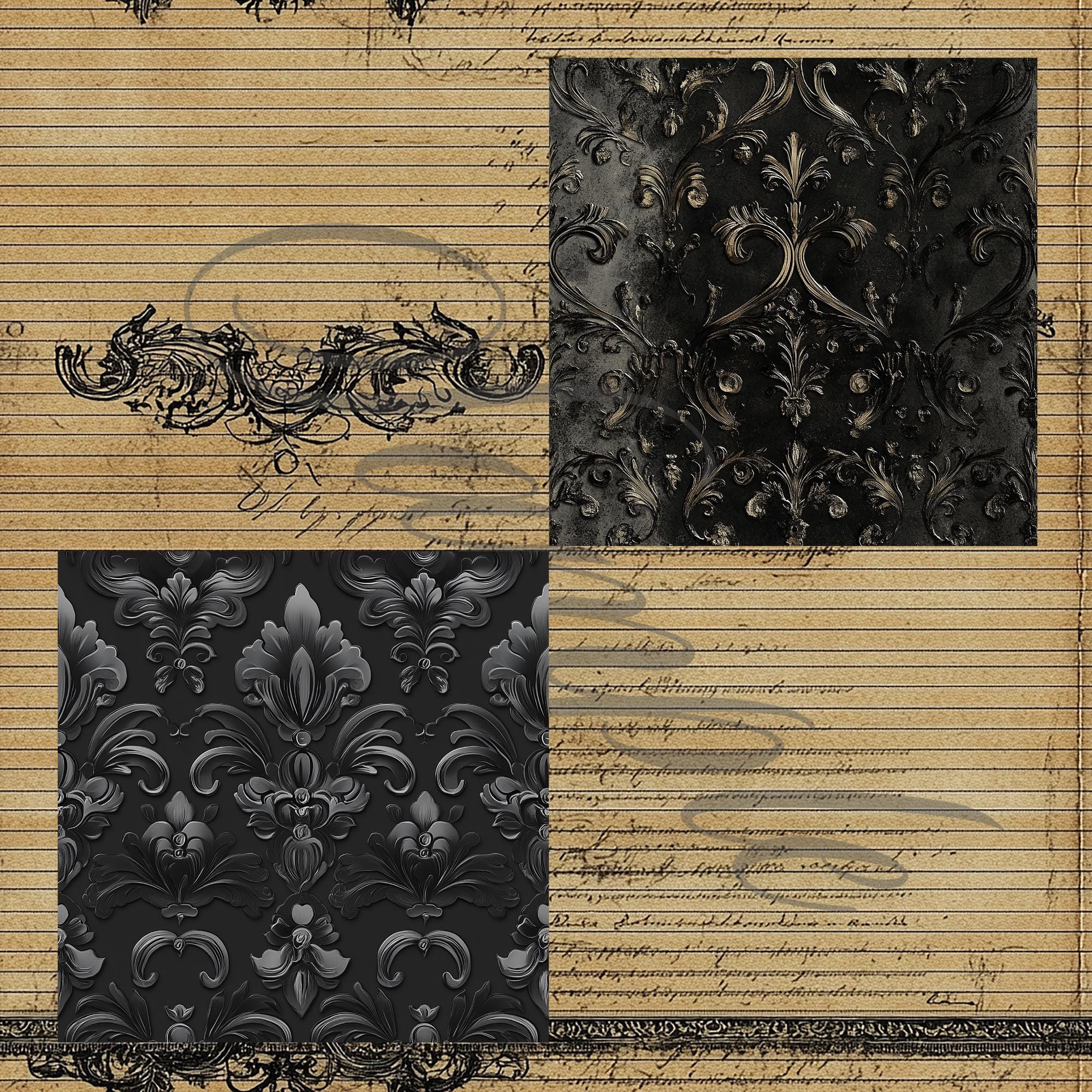 Vintage Black Paper Texture Seamless Pattern for Elegant Design - Etsy