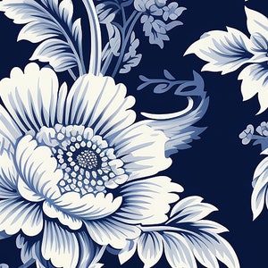 Fine China Blue Floral Digital Paper Printable Seamless Background ...