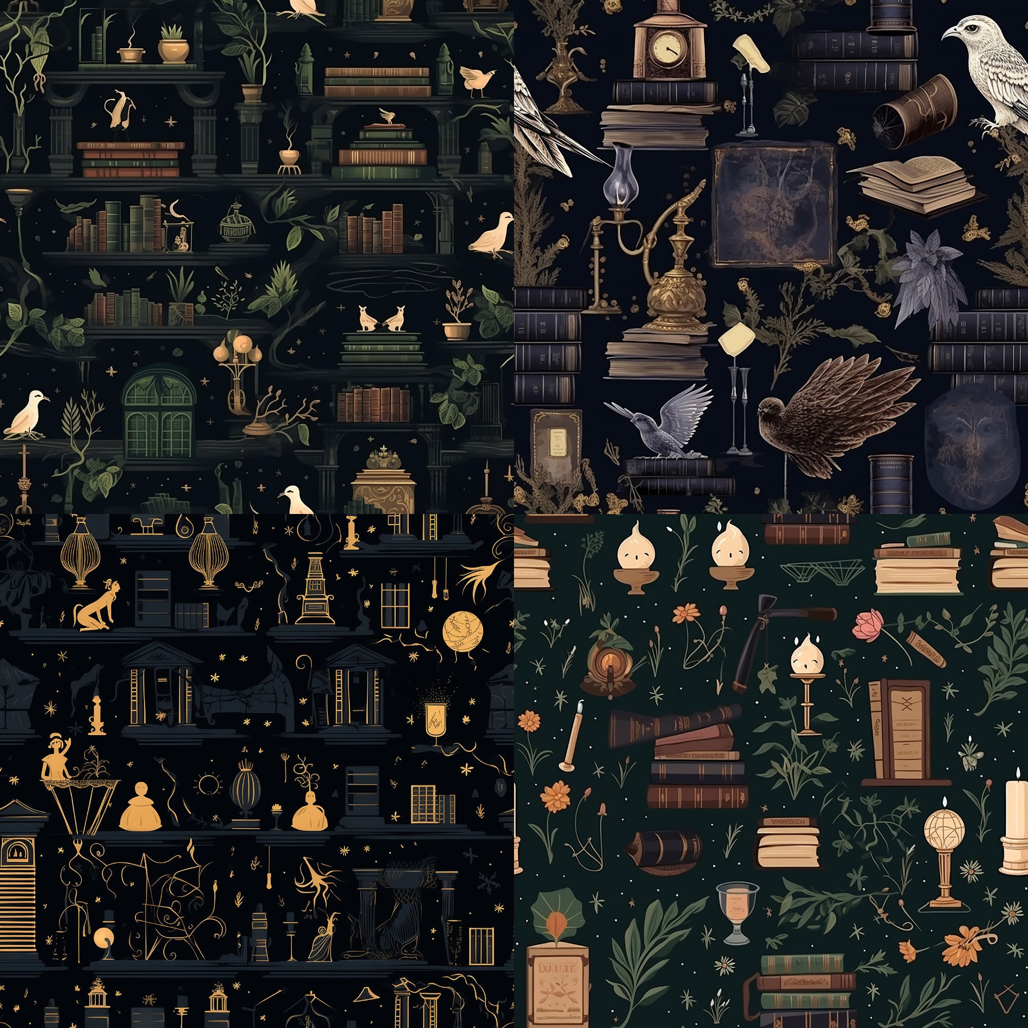 Dark Academia Styled Wizard Houses Fantasy Prints Dark Cottagecore Art ...