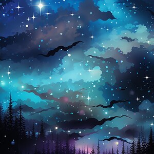Galaxy Night Sky Scrapbook Digital Astronomy Themed Printable Starry ...