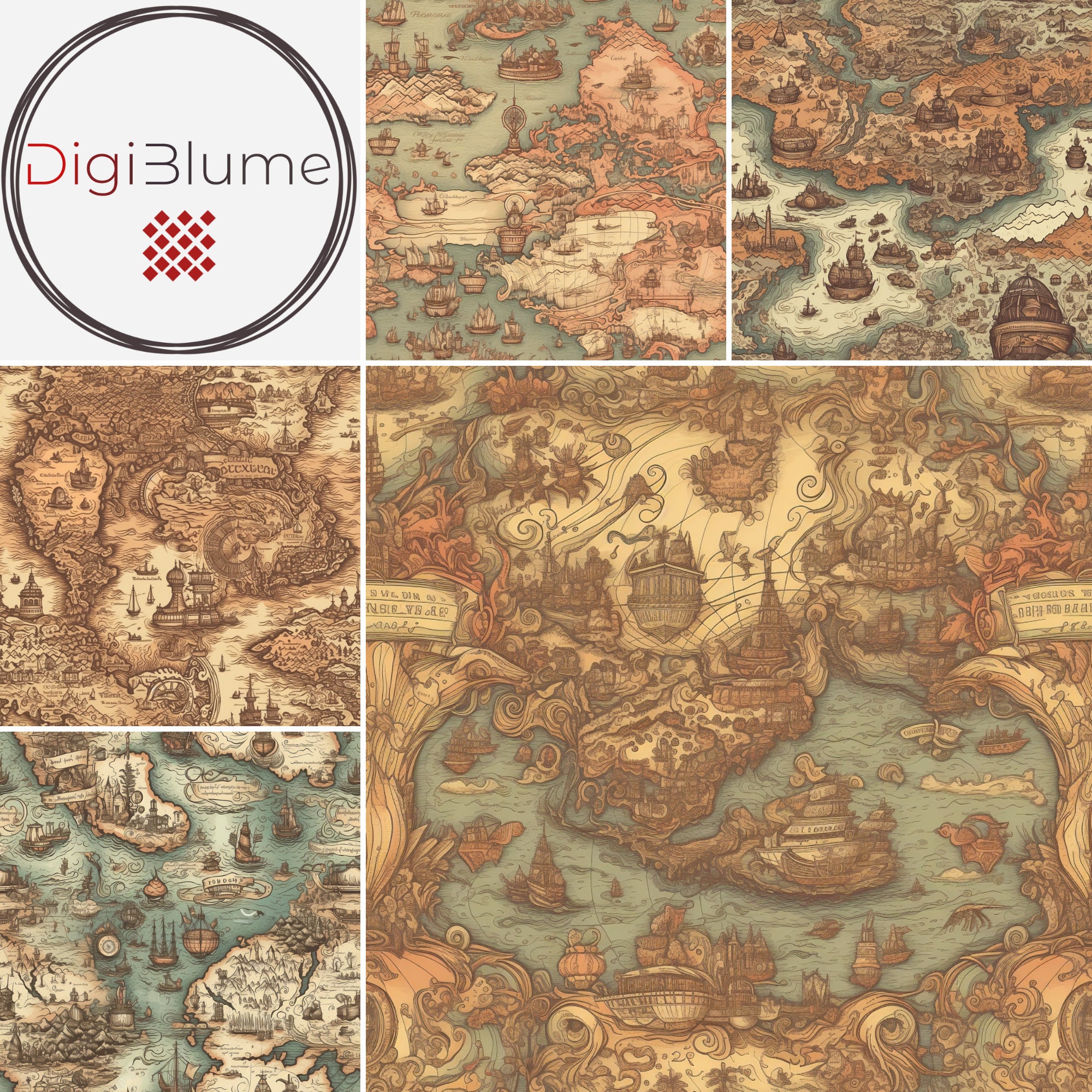 Vintage Fantasy Digital Map Old Maps Digital Pattens Seamless - Etsy UK