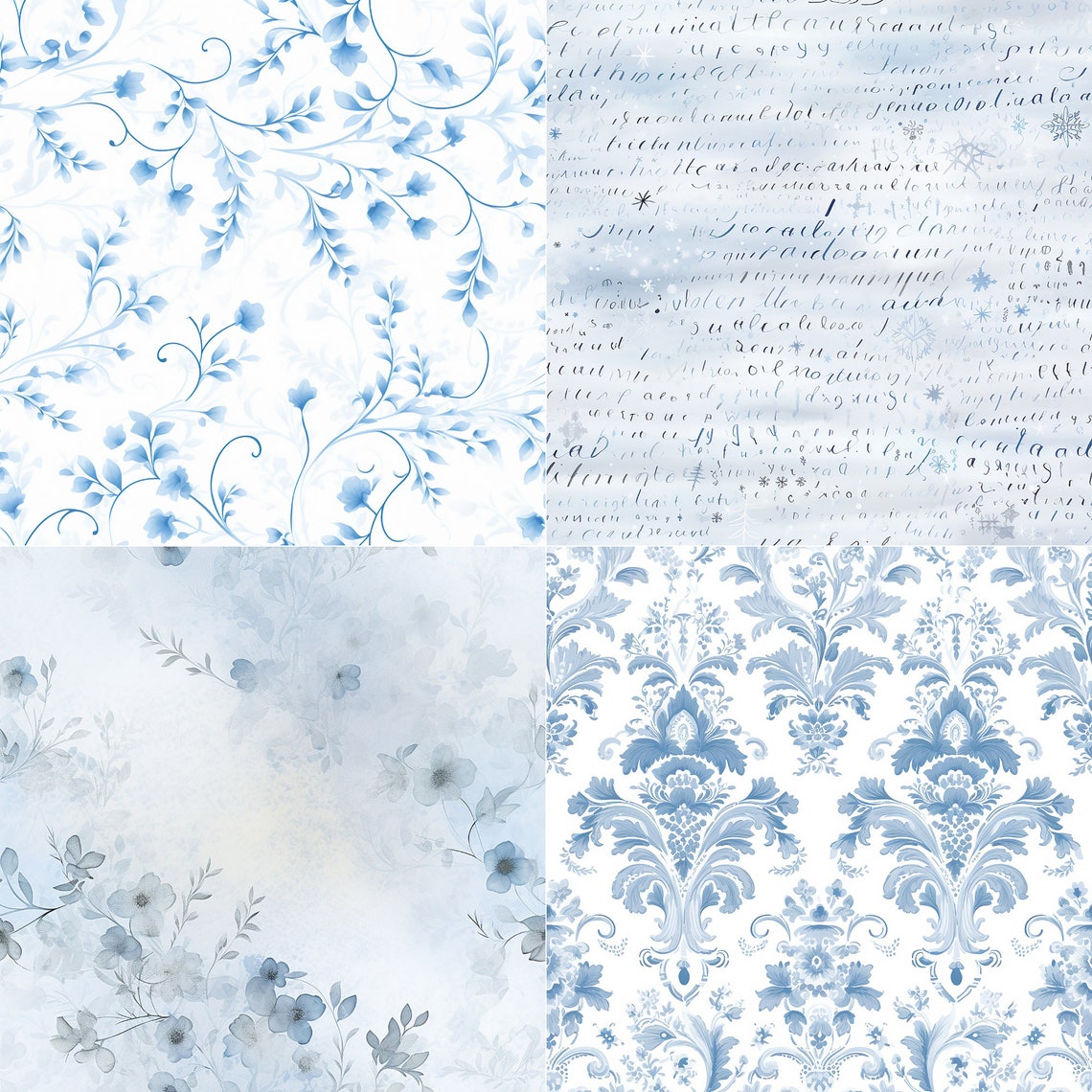Vintage Light Blue Wallpaper French Styled Scrapbook Digital Paper ...