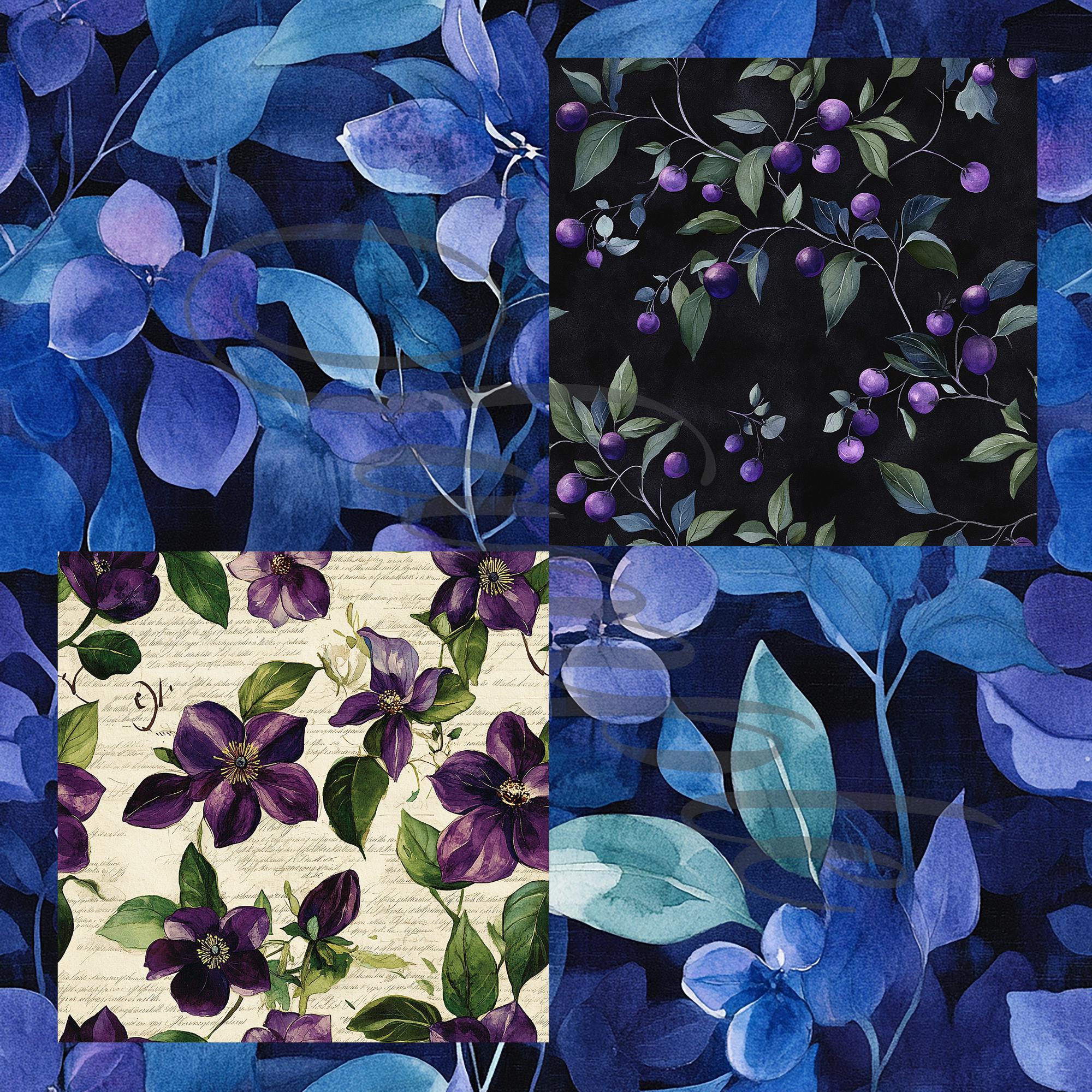 Nightshade Floral Plant Seamless Pattern for Dark Elegant Crafts and ...