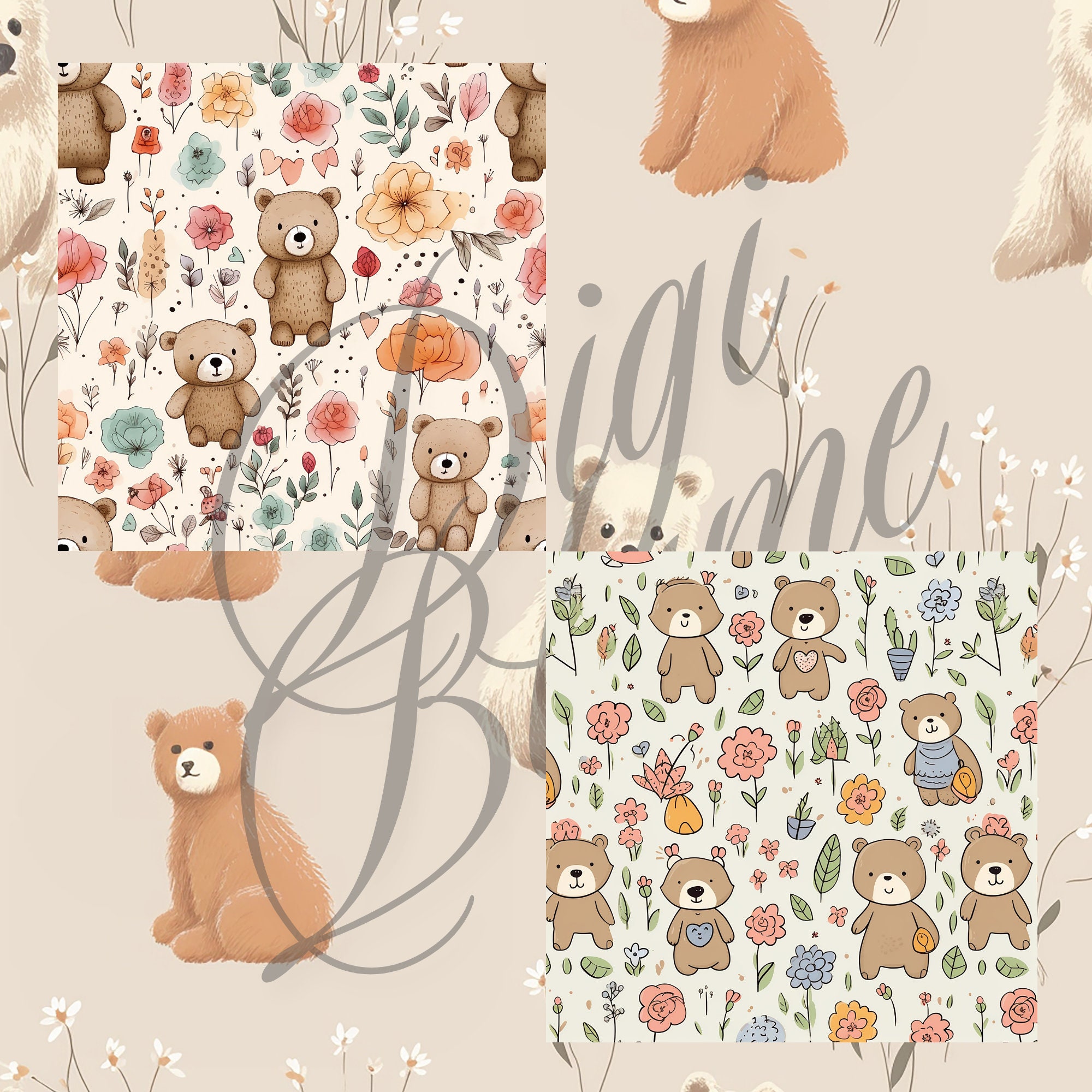 Cute Baby Bears on Light Grey Background Nursery Decor 20 Pack - Etsy