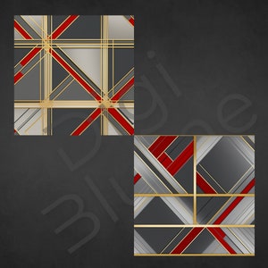 Red and Gold Digital Paper Background Seamless Geometric Printable ...