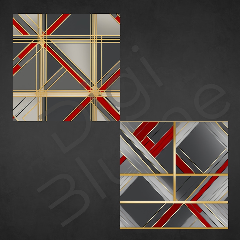 Red and Gold Digital Paper Background Seamless Geometric Printable ...