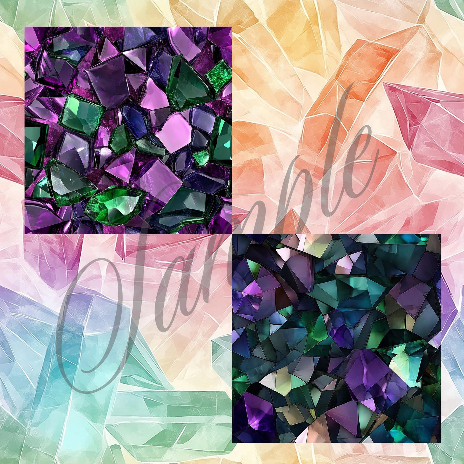 Crystal and Gemstone Patterns | Shimmering Seamless Designs - Etsy