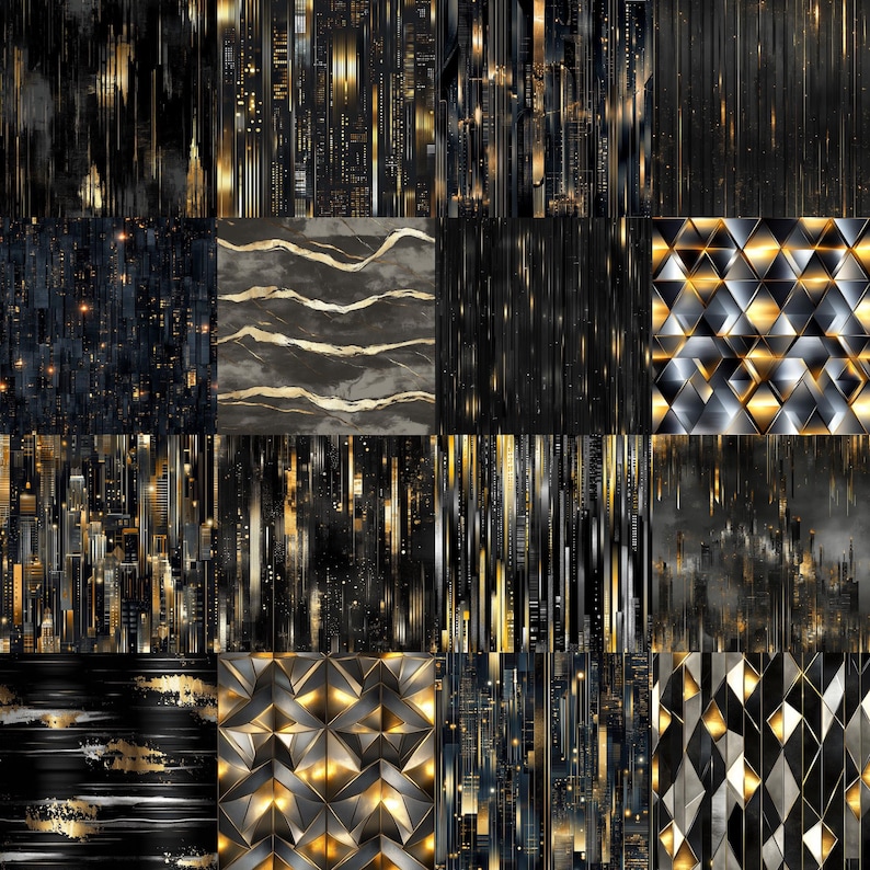 Luxury Metallic Night City Texture – Seamless Urban Glamour Pattern - Etsy