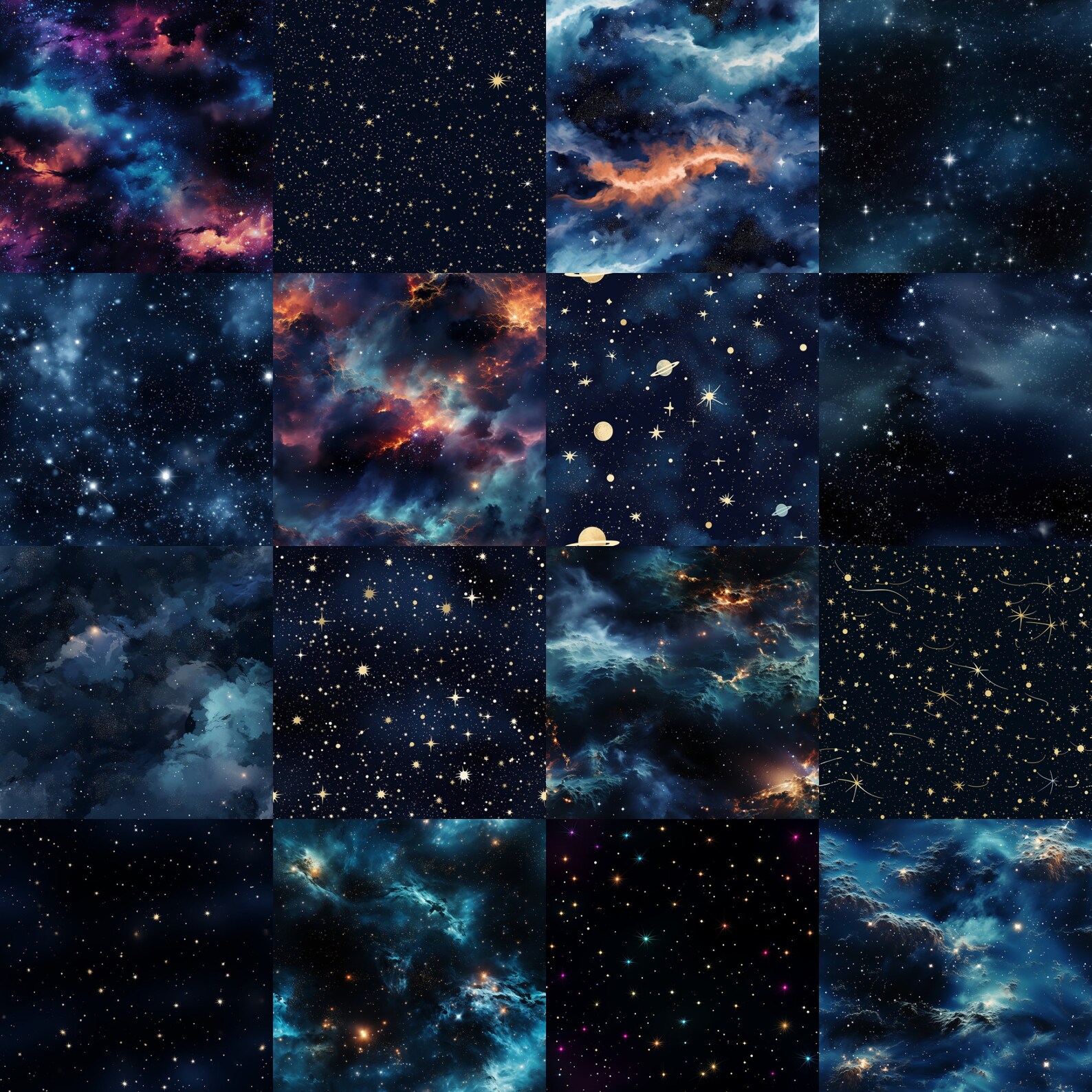 Galaxy Night Sky Scrapbook Digital Astronomy Themed Printable Starry ...