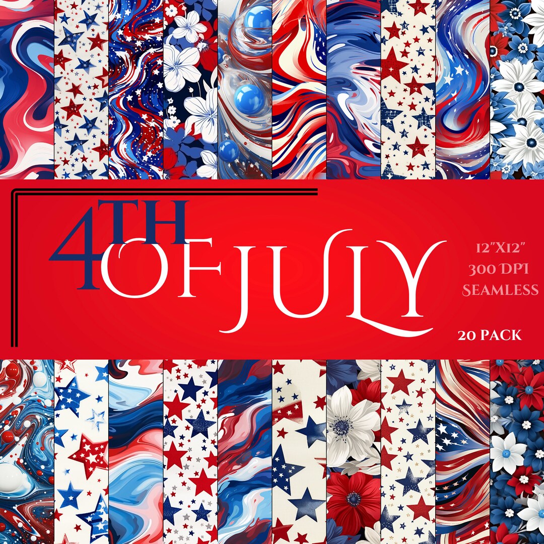 4th of July Digital Papers Seamless Styled Pattern Scrapbook Paper ...